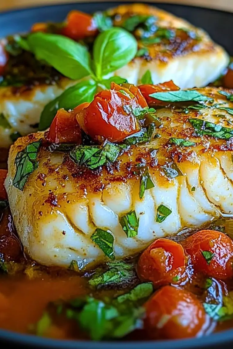Pan-Seared Mediterranean Cod in Tomato Basil Sauce - Sally Meals