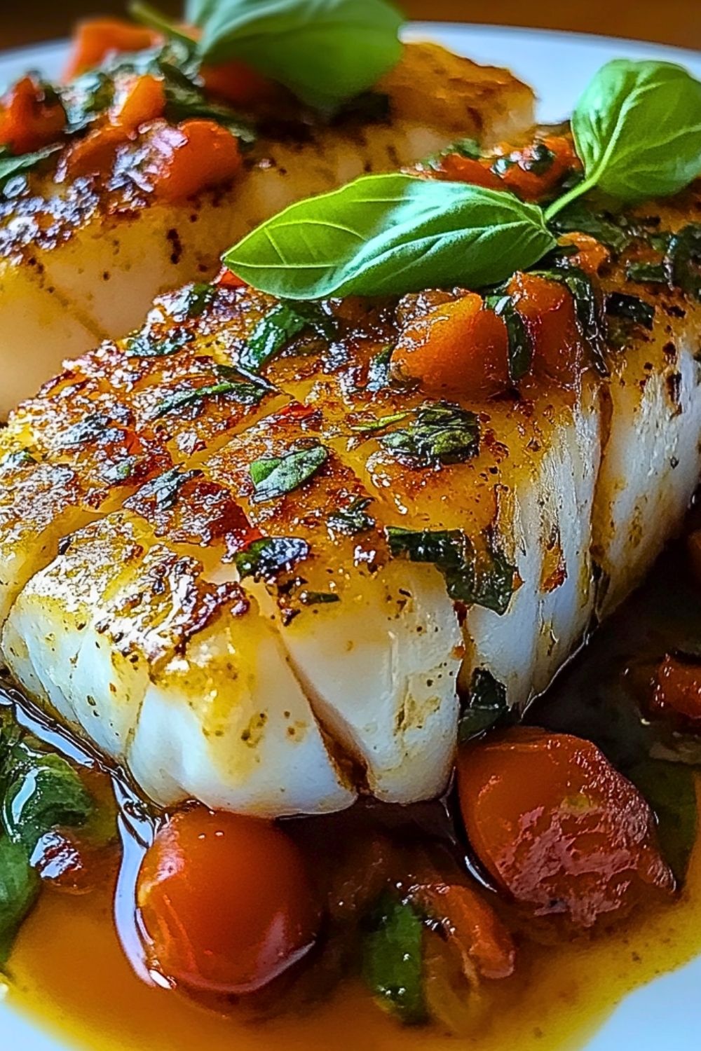 Pan-Seared Mediterranean Cod in Tomato Basil Sauce - Sally Meals