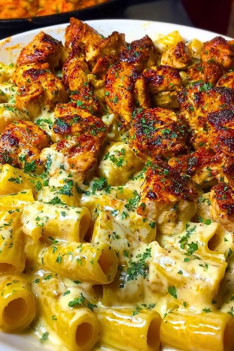 Cajun Garlic Butter Chicken Rigatoni in Cheesy Alfredo Sauce - Sally Meals